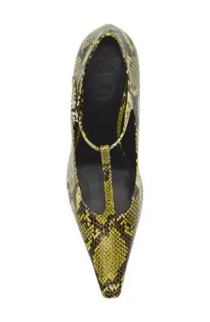 Marni Orb Snakeskin Embossed T-strap Pumps