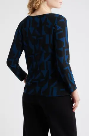 Anne Klein Printed Stretch-jersey Top