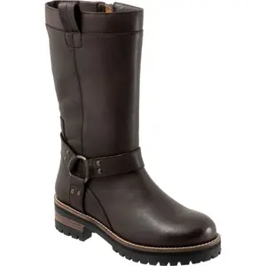 Softwalk Lug Sole Leather Boots - Dark Brown