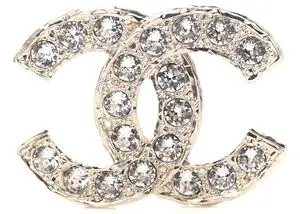 Chanel Crystal Cc Brooch - Light Gold