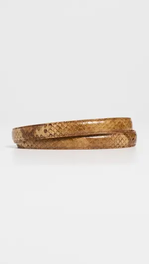 NILI LOTAN Jane Snakeskin Belt - Camel Snakeskin W/ Antique Gold