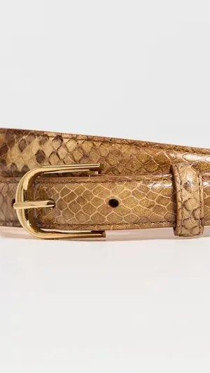 NILI LOTAN Jane Snakeskin Belt - Camel Snakeskin W/ Antique Gold