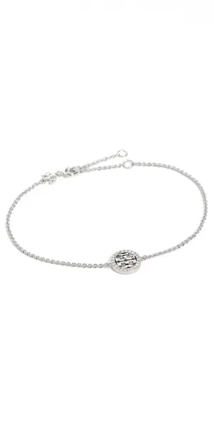 Tory Burch Delicate Icon Pavé Chain Bracelet - Tory Silver / Crystal