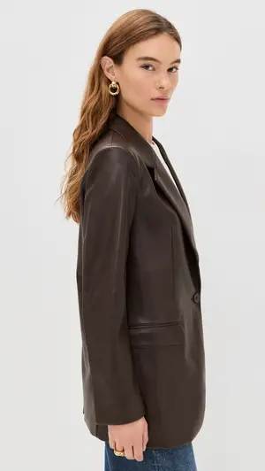 Susana Monaco Faux Leather Boyfriend Blazer