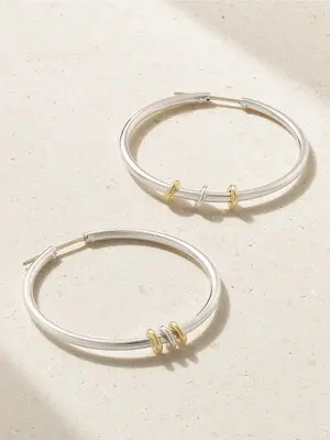 SPINELLI KILCOLLIN Pegasus Sterling And 18-karat Gold Hoop Earrings - Silver