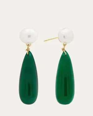 Shashi Linnea Drop Earrings - Emerald Pearl