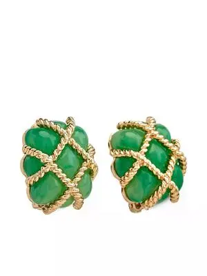KENNETH JAY LANE Quilted Jade Clip-on Earrings - Green
