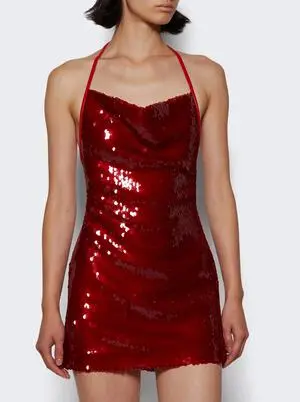 David Koma Halterneck Mini Sequin Dress