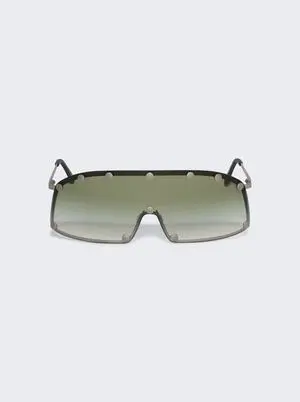 Green Curved Rectangular Sunglasses