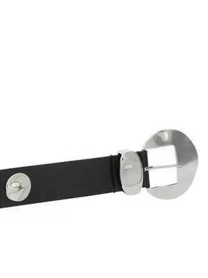 Pinko Studded Leather Belt With Metallic Buckle