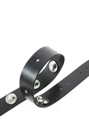 Pinko Studded Leather Belt With Metallic Buckle