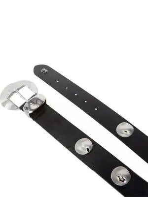 Pinko Studded Leather Belt With Metallic Buckle