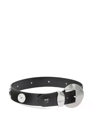 Pinko Studded Leather Belt With Metallic Buckle