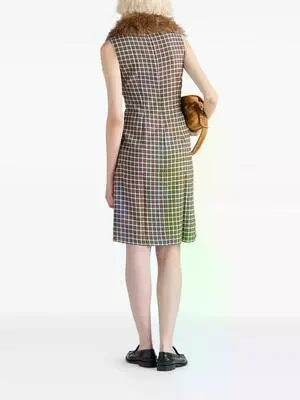 Prada Checked Pattern Midi Dress