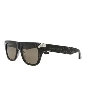 Alexander McQueen Square Rectangle Sunglasses - Havana Havana Brown (am0441s/30015179/003)