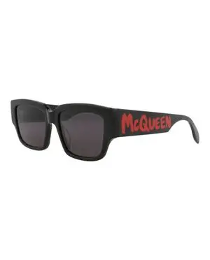 Alexander McQueen Square Rectangle Sunglasses - Black Black Grey (am0329s/30011473/002)