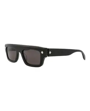 Alexander McQueen Square Rectangle Sunglasses - Black Black Grey (am0427s/30014622/001)