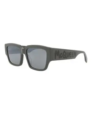 Alexander McQueen Square Rectangle Sunglasses - Grey Grey Silver (am0329s/30011473/006)