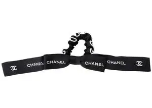 Chanel Bow Tie Hair Scrunchie - Black/white