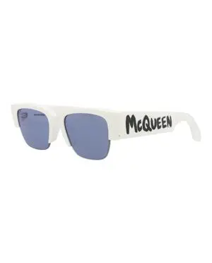 Alexander McQueen Square Rectangle Sunglasses - White White Blue (am0405s/30014336/004)