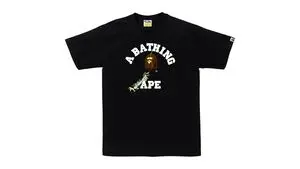 A BATHING APE Japanese Wind Chimes College Tee Shirt - Black