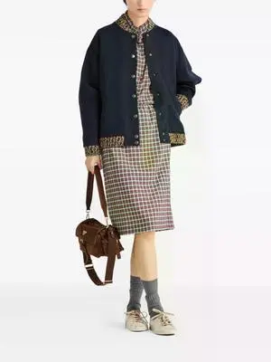 Prada Check-print Midi Skirt
