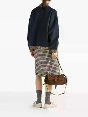 Prada Check-print Midi Skirt