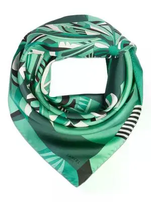 LANCEL Arabesque-print Silk Scarf - Green