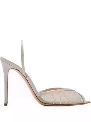 ANDREA WAZEN 105mm Katy Sling Crystal-embellished Slingback Pumps - Neutrals