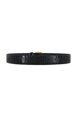 Saint Laurent Croc Embossed Leather Belt
