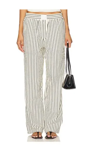 Lioness Cobain Wide Leg Trousers - Cream Stripe
