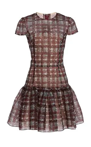 Oscar De La Renta Textured Tartan Mini Dress - Multi