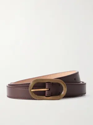 Loro Piana Leather Skinny Belt - Burgundy