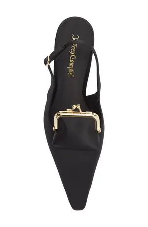 Jeffrey Campbell Pay Me Slingback Wedge Pumps - Black Satin Combo