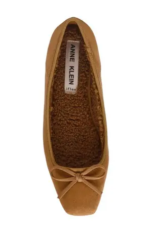 Anne Klein Square Toe Ballet Flat - Tan Suede