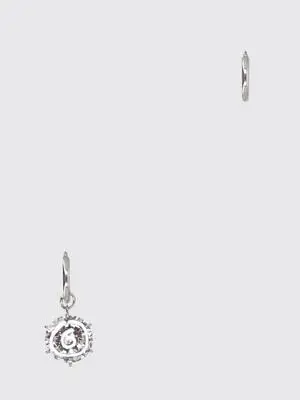 MAISON MARGIELA Hoop Earrings With Embellished Pendant - Silver