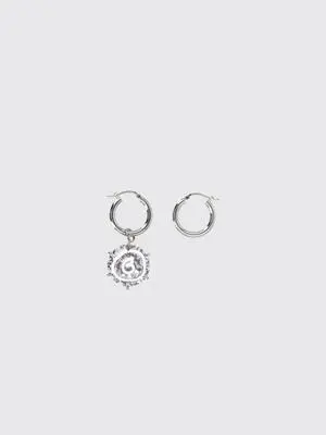 MAISON MARGIELA Hoop Earrings With Embellished Pendant - Silver