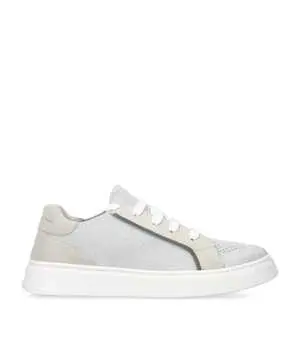 Brunello Cucinelli Suede And Knit Sneakers With Monili Detail