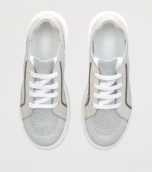 Brunello Cucinelli Suede And Knit Sneakers With Monili Detail