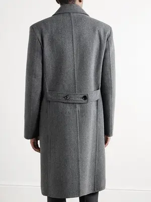 TOM FORD Double-breasted Herringbone Wool Overcoat - Gray