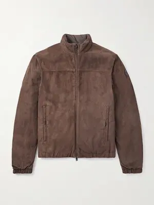 Moncler Cernay Logo-appliquéd Reversible Suede And Quilted Shell Down Jacket - Brown