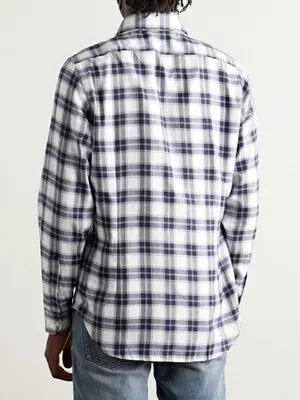 Eleventy Checked Cotton And Lyocell-blend Flannel Shirt