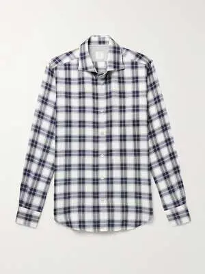 Eleventy Eleventy - Checked Cotton And Lyocell-Blend Flannel Shirt - Men - Blue - L Navy