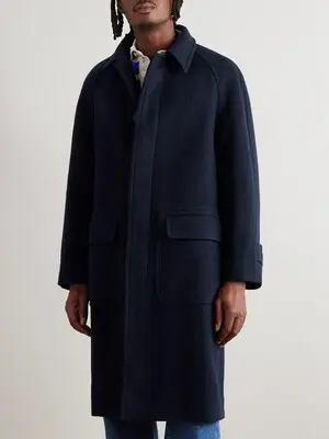 DRAKE'S Wool Balmacaan Jacket - Blue