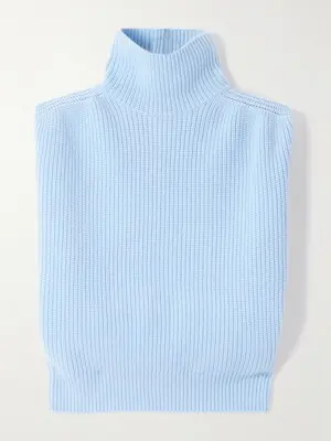 Sasuphi Ribbed Cashmere Turtleneck Vest - Blue