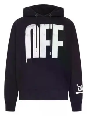 Off-White Hooded Print Hoodie - Black