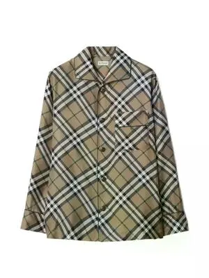 Burberry Check-pattern Silk Shirt - Brown