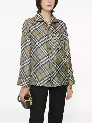 Burberry Check-pattern Silk Shirt - Brown