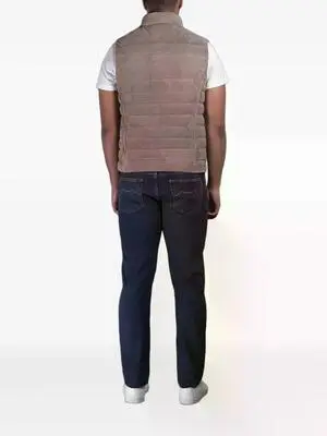 MOORER Padded Sleeveless Gilet - Brown
