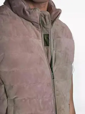 MOORER Padded Sleeveless Gilet - Brown